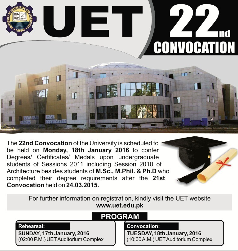 The 22nd Convocation of the University to be held on Monday, 18th Jan ...